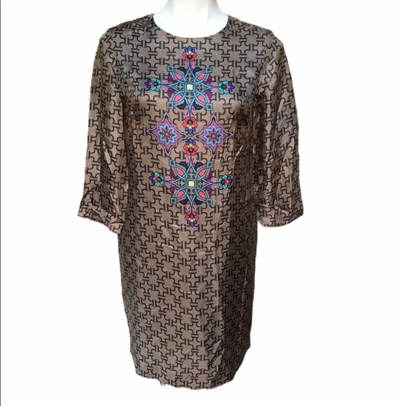 Vilagallo | Dresses | Vilagallo Silk Cocktail Dress Chain Link Floral ...